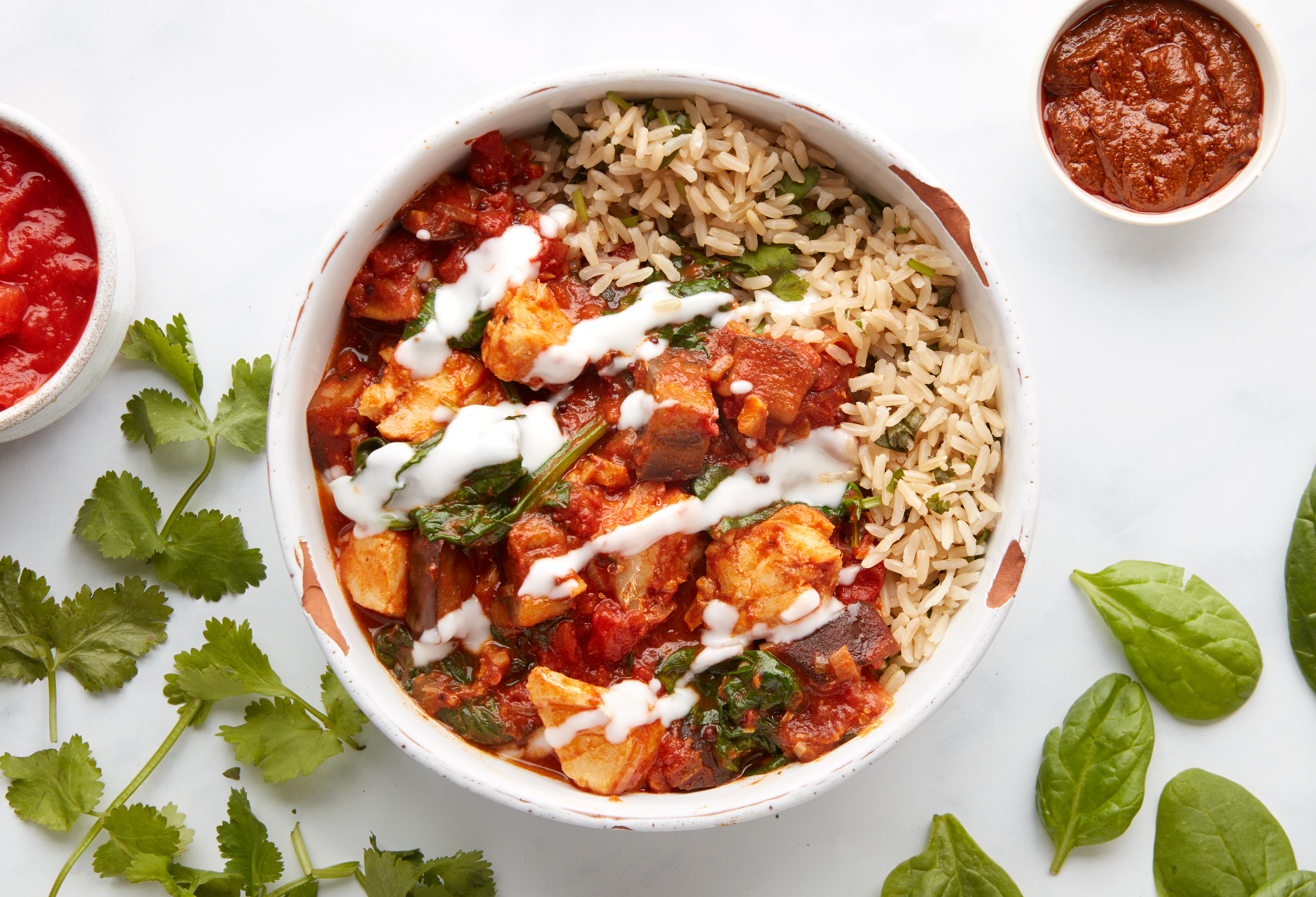 Spicy Madras fish curry & brown rice